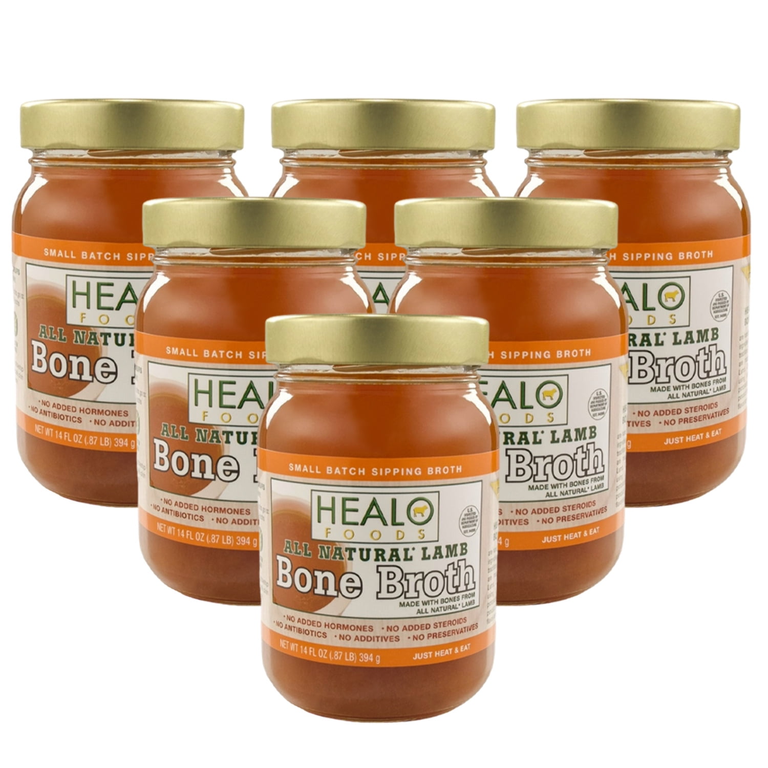 Healo Foods All Natural, Gluten-Free, Sugar-Free Lamb Bone Broth, Pour ...