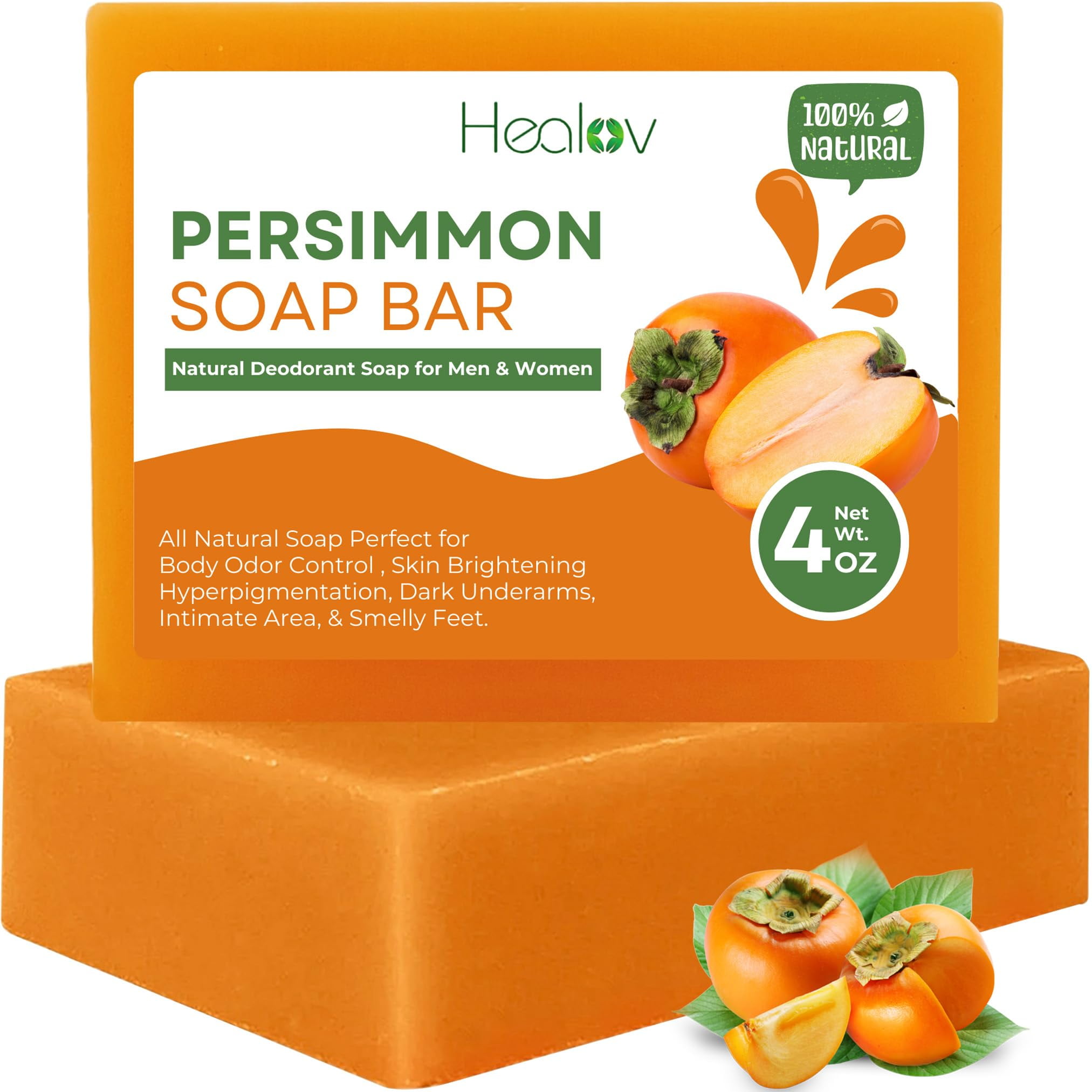 Healov Persimmon Soap Bar CCF19 for Body Odor Purifying Deodorizing ...