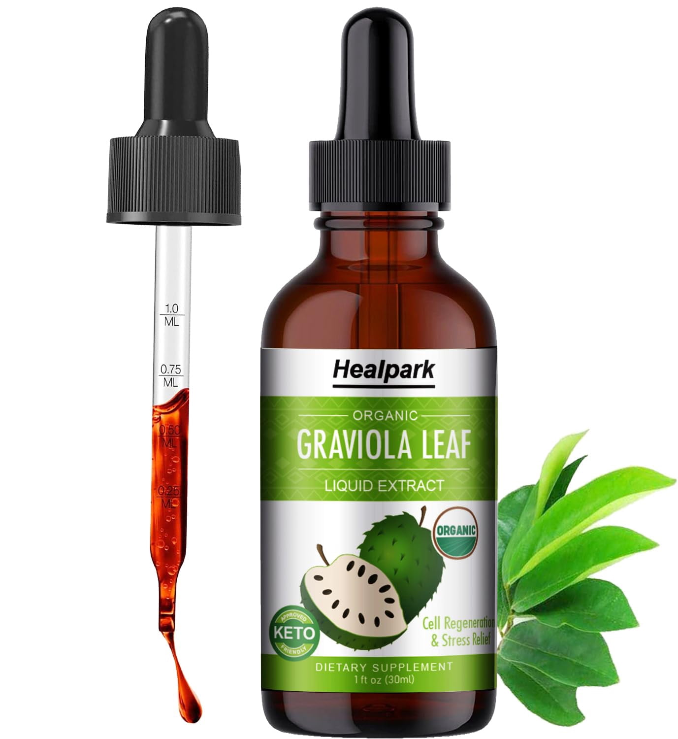 Healpark Graviola Leaf Extract, Organic Soursop Guanabana Leaves Liquid ...