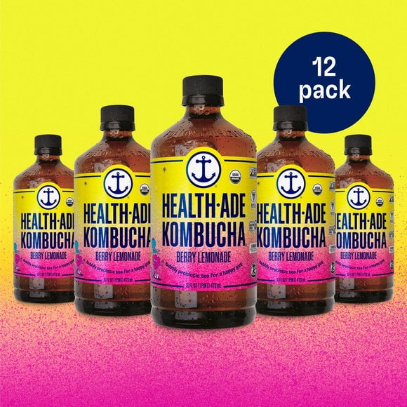 Health-Ade Kombucha Energy Lemon Fruit Drink, Berry Lemonade, 16 fl oz ...