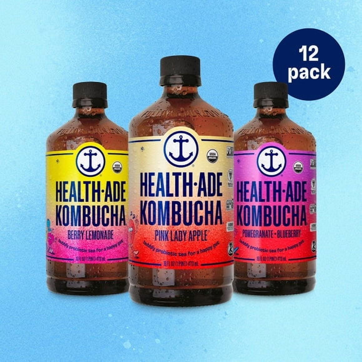 Health-Ade Kombucha Variety Pack - 12 Bottles of Berry Lemonade, Pink ...