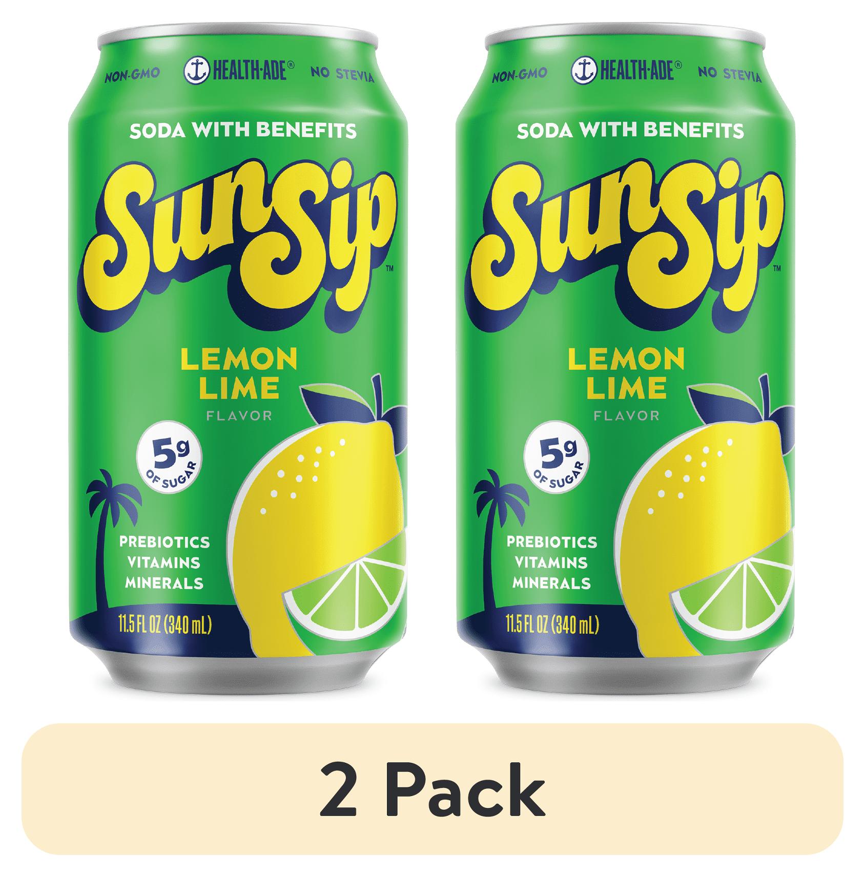 (2 pack) Health-Ade SunSip Prebiotic Soda, Lemon Lime, 11.5 fl oz ...