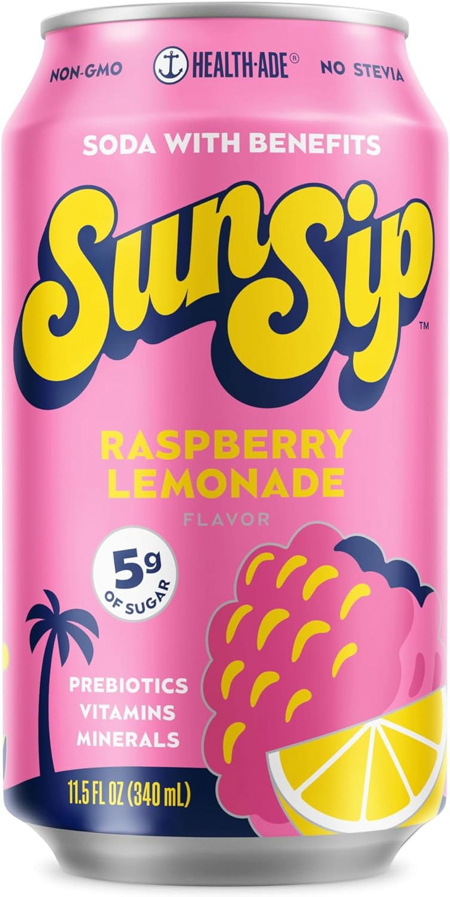 Health-Ade SunSip Prebiotic Soda, Raspberry Lemonade, 11.5 fl oz ...