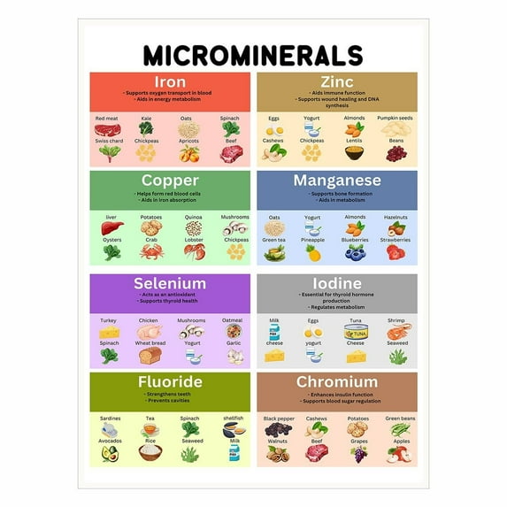 Health Benefits Food Chart Poster Educational Nutrition Art Print, Vitamin and Mineral Guide ...