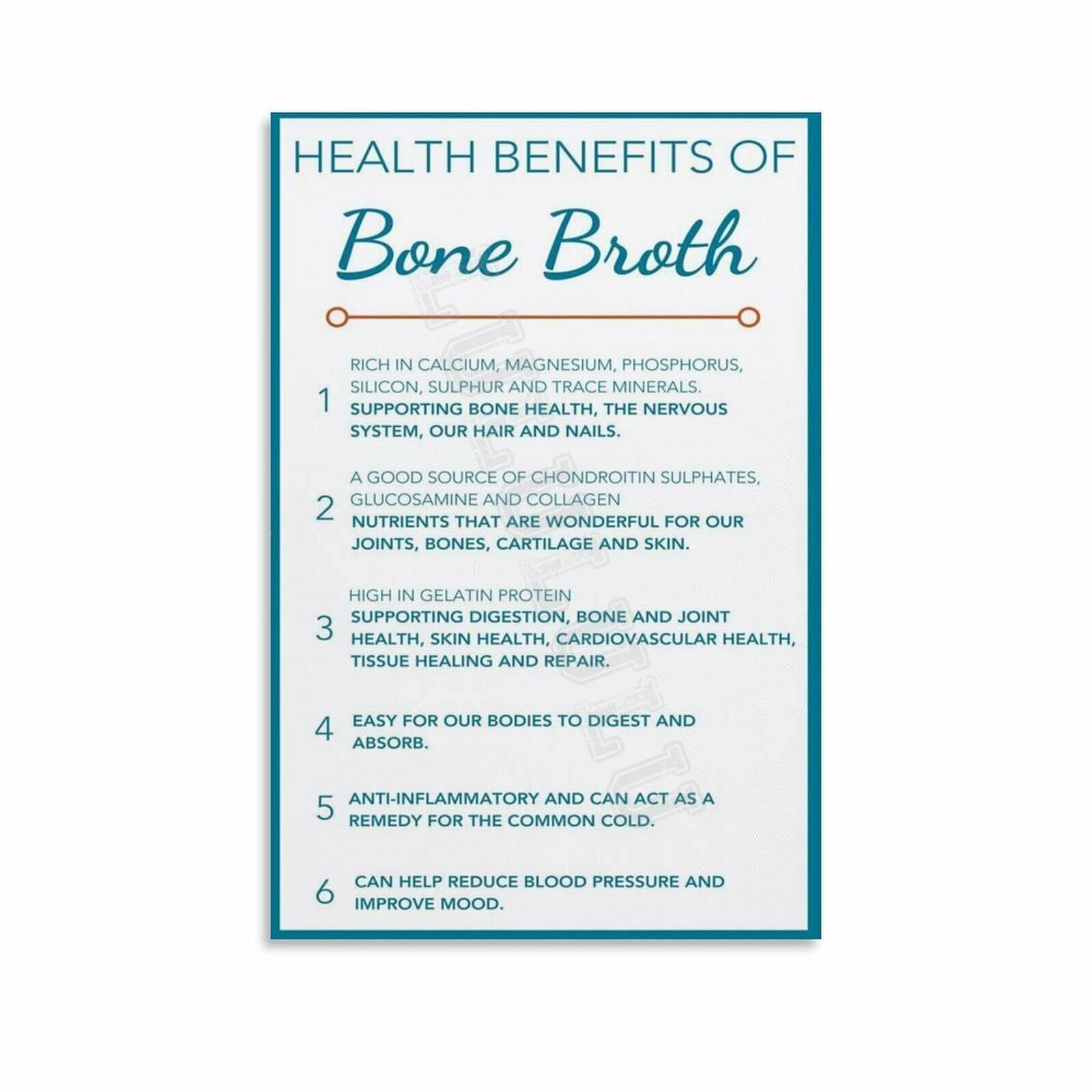Health Benefits Of Bone Broth Poster Healthy Food Canvas Painting ...