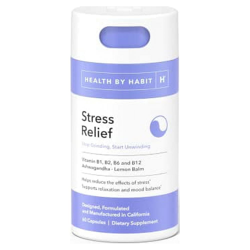 Health By Habit Stress Relief Supplement (60 Capsules) - Vitamin B, Zen ...
