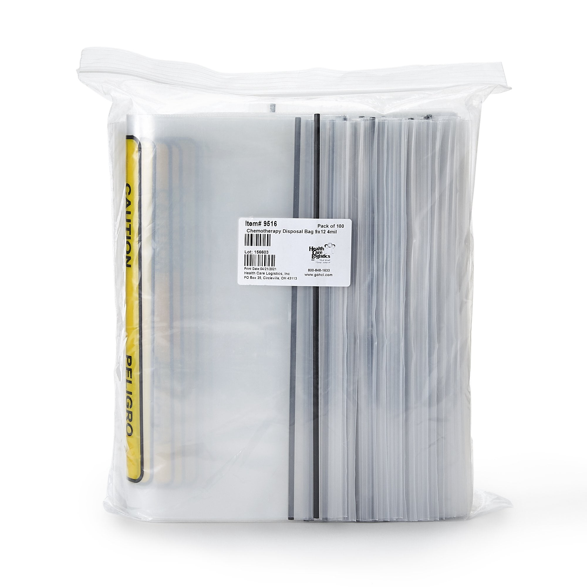 HCL Zipper Closure Hazardous Drug Bag 9 x 12" 4 mil Polyethylene , 9516 ...