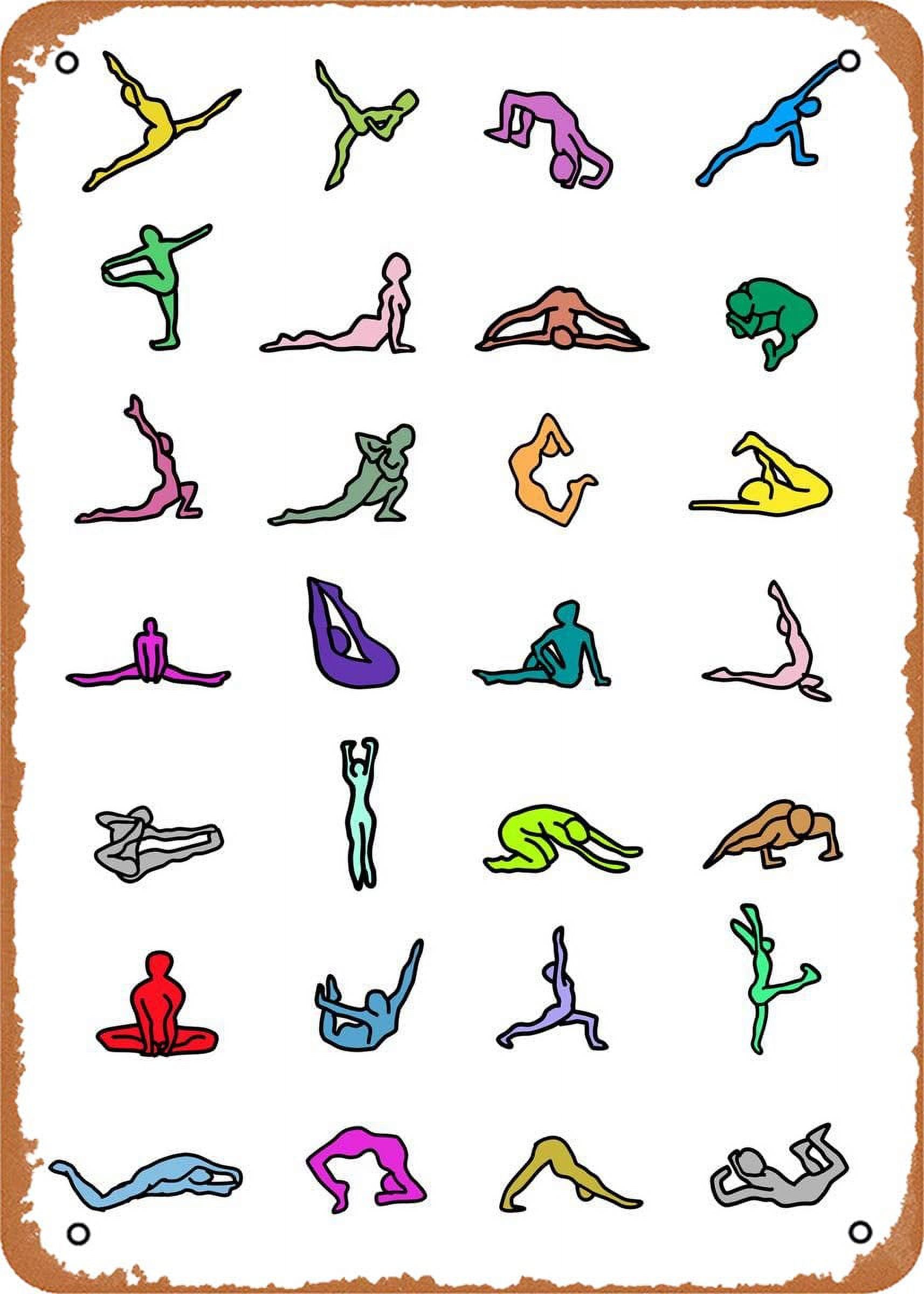 Health Colorful Yoga Poses Poster Retro Vintage Aluminium Metal Sign ...