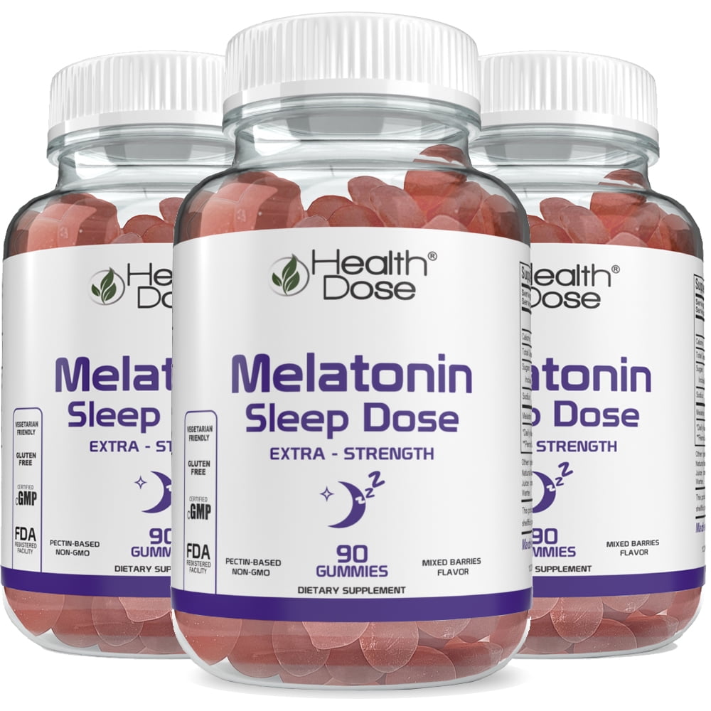 (3 pack) Health Dose Melatonin 6 mg Extra Strength Gummy, for Restful ...