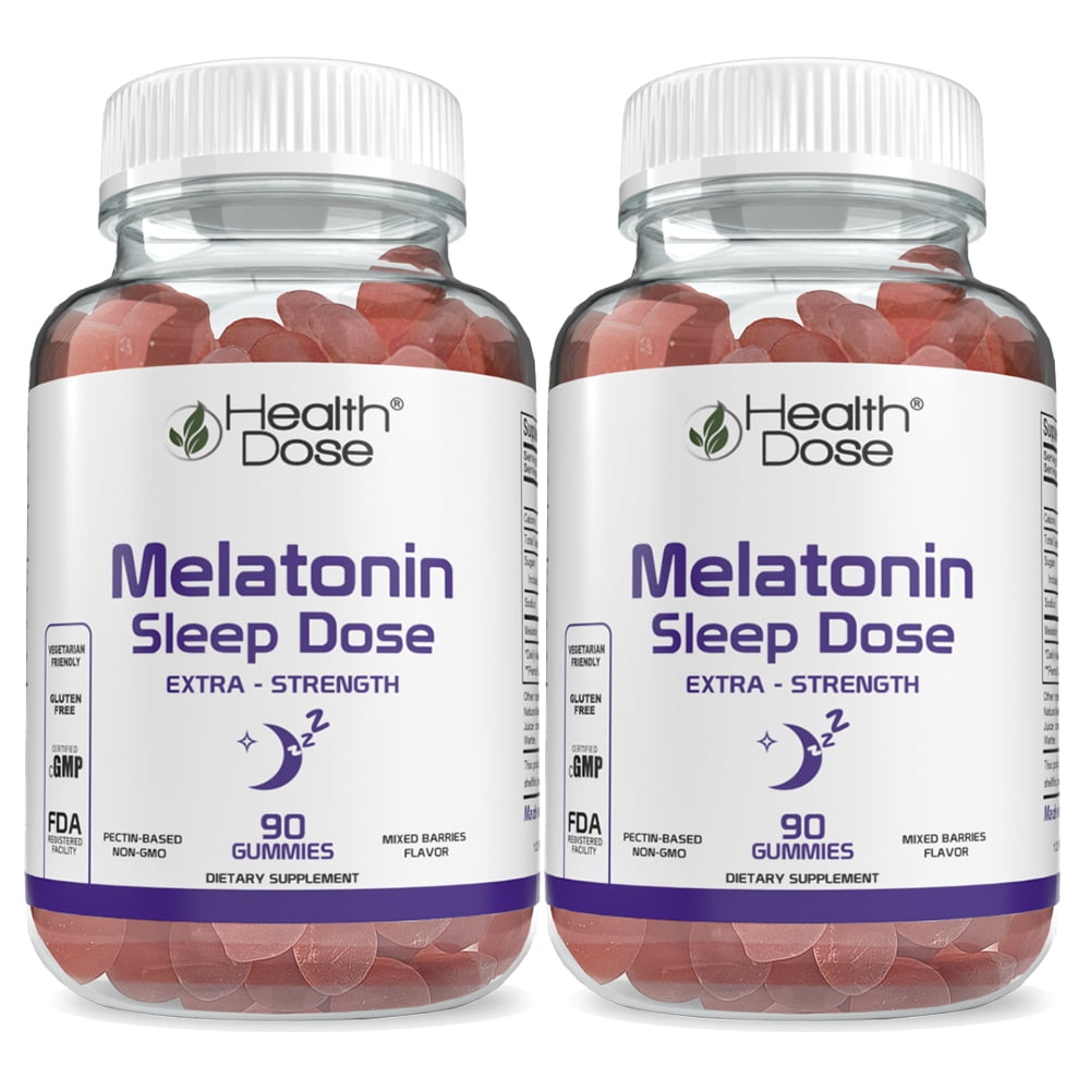 (2 pack) Health Dose Melatonin 6 mg Extra Strength Gummy, for Restful ...