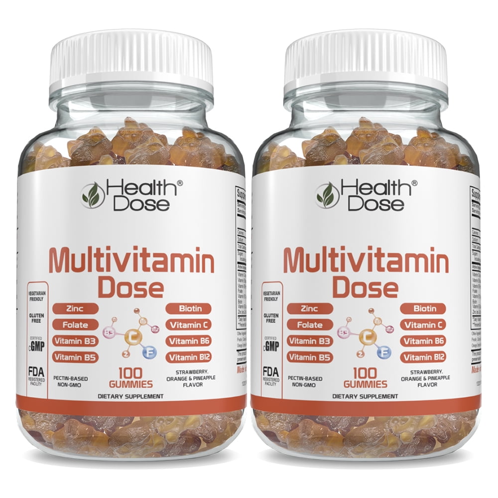 (2 pack) Health Dose Multivitamin Dose Adults Strawberry, Orange and ...