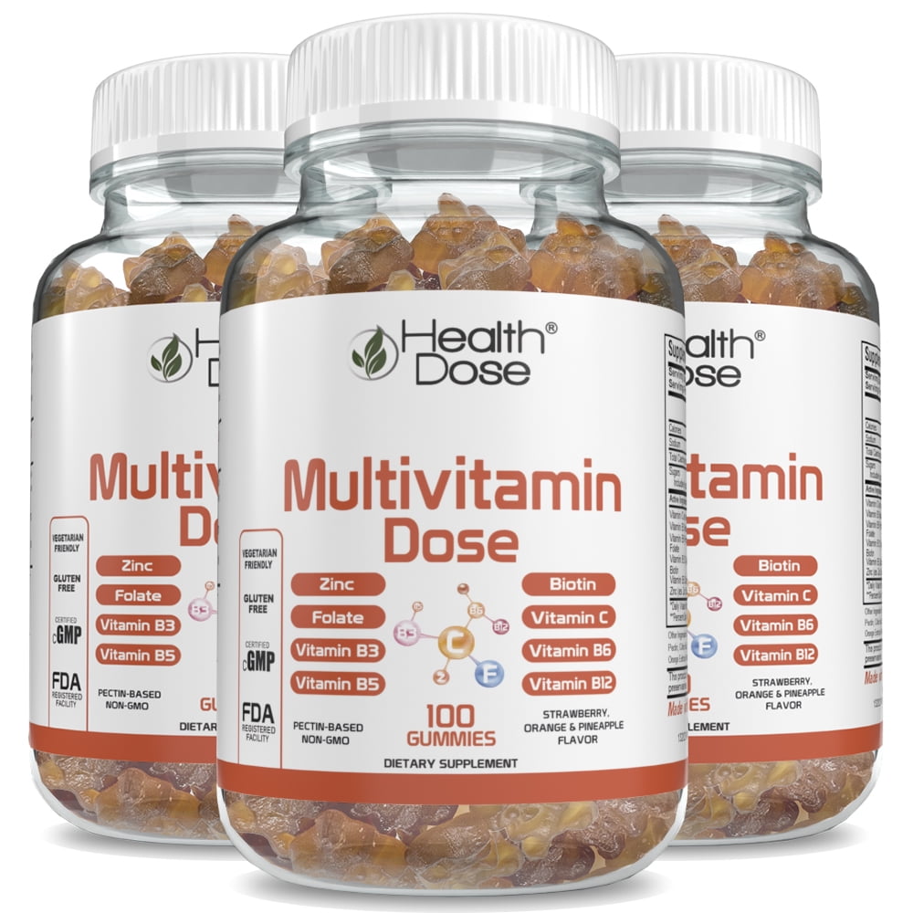 (3 pack) Health Dose Multivitamin Dose Adults Strawberry, Orange and ...