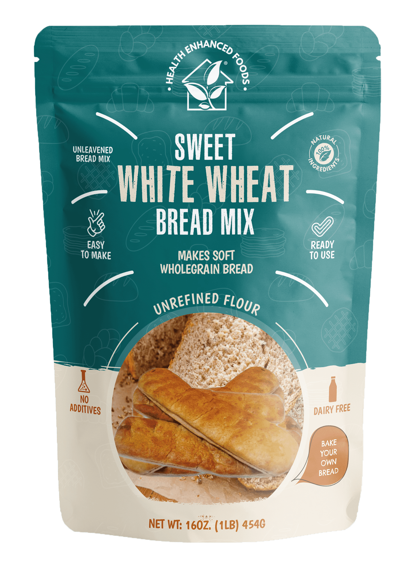 Health Enhanced Foods Sweet White Wheat Bread Mix, Wholegrain, 2 Pack ...