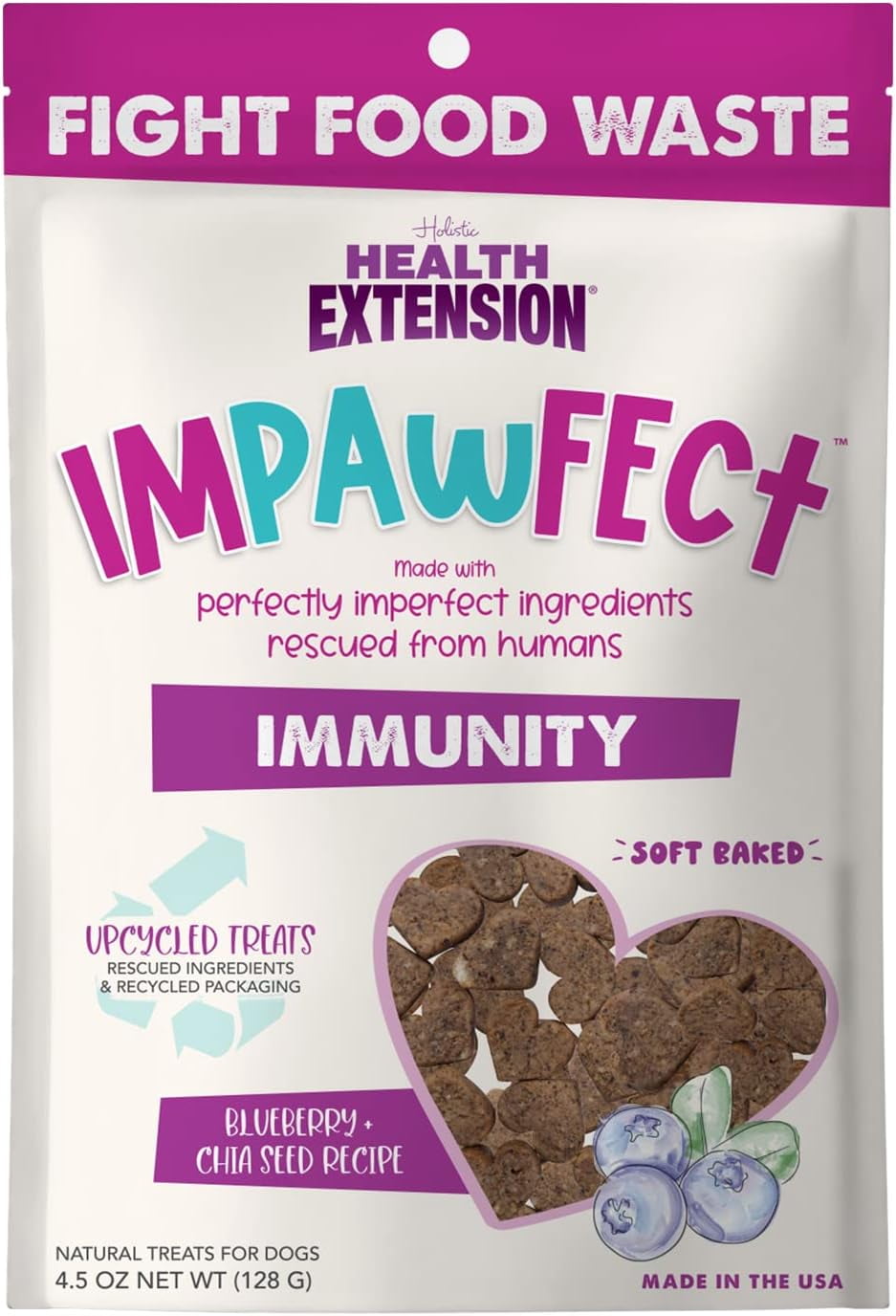 Health Extension Dog Treat Impawfect Immunity Blueberry & Chia Seeds (4 ...