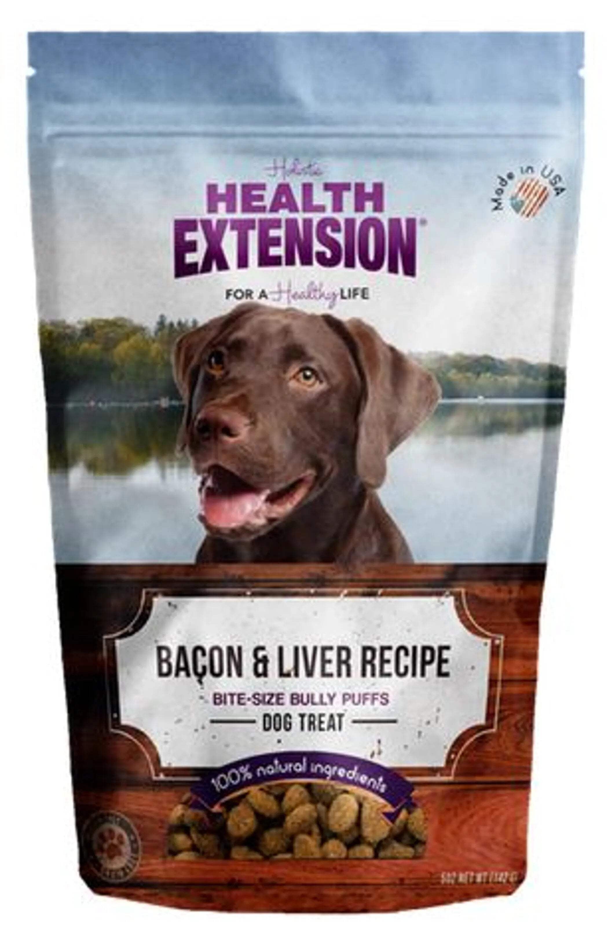 Health Extension Freeze Dried Treat Bully Puffs Bacon and Liver Recipe ...