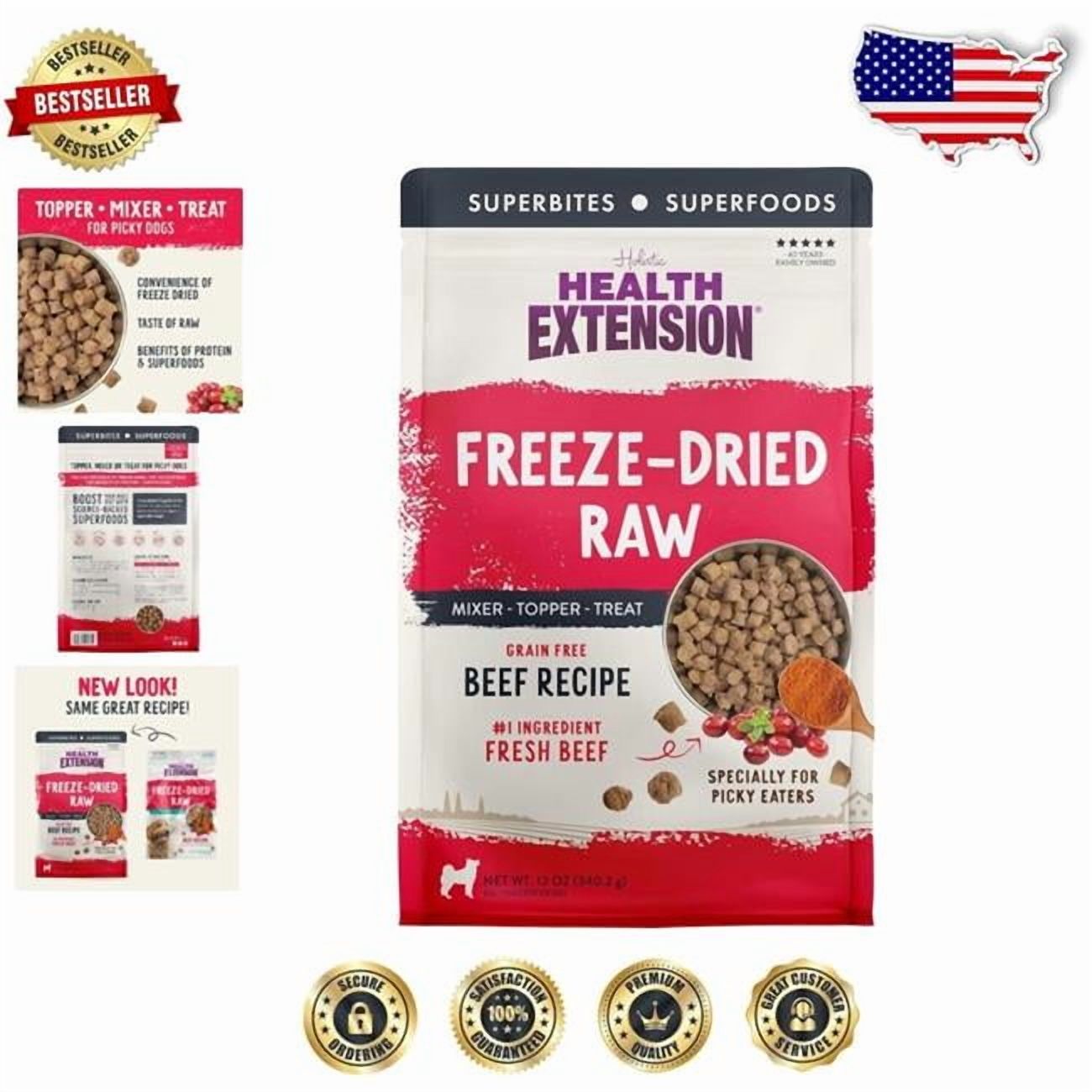 Health Extension Pet Care 107545 18 oz Super Bites Premium Beef Meal ...