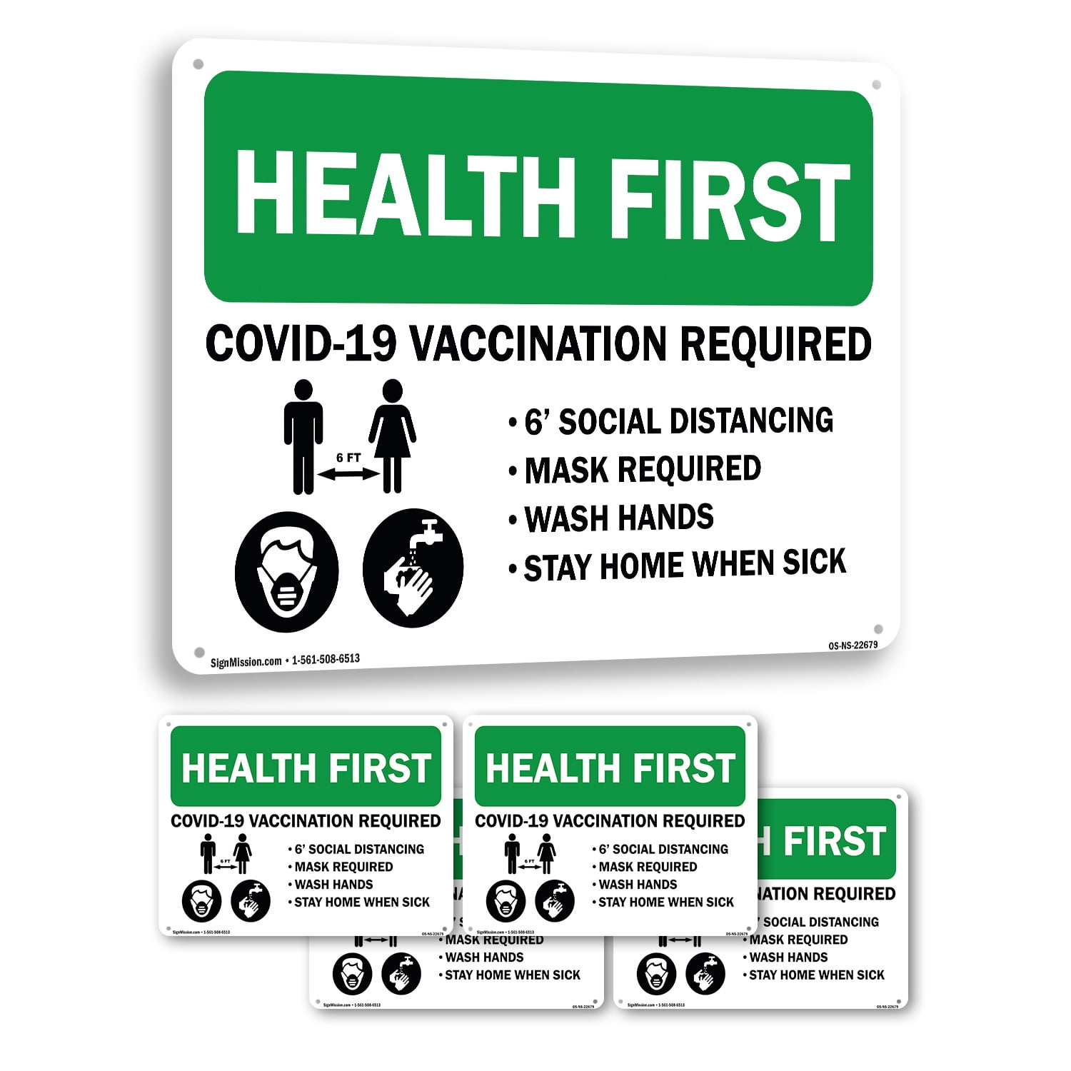 Health First - Covid Vaccination Required Public Safety Aluminum Sign ...
