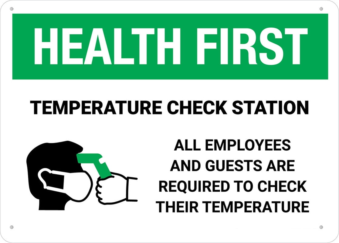 Health First Temperature Check Station Sign 12 X 8 Inch Metal Sign ...