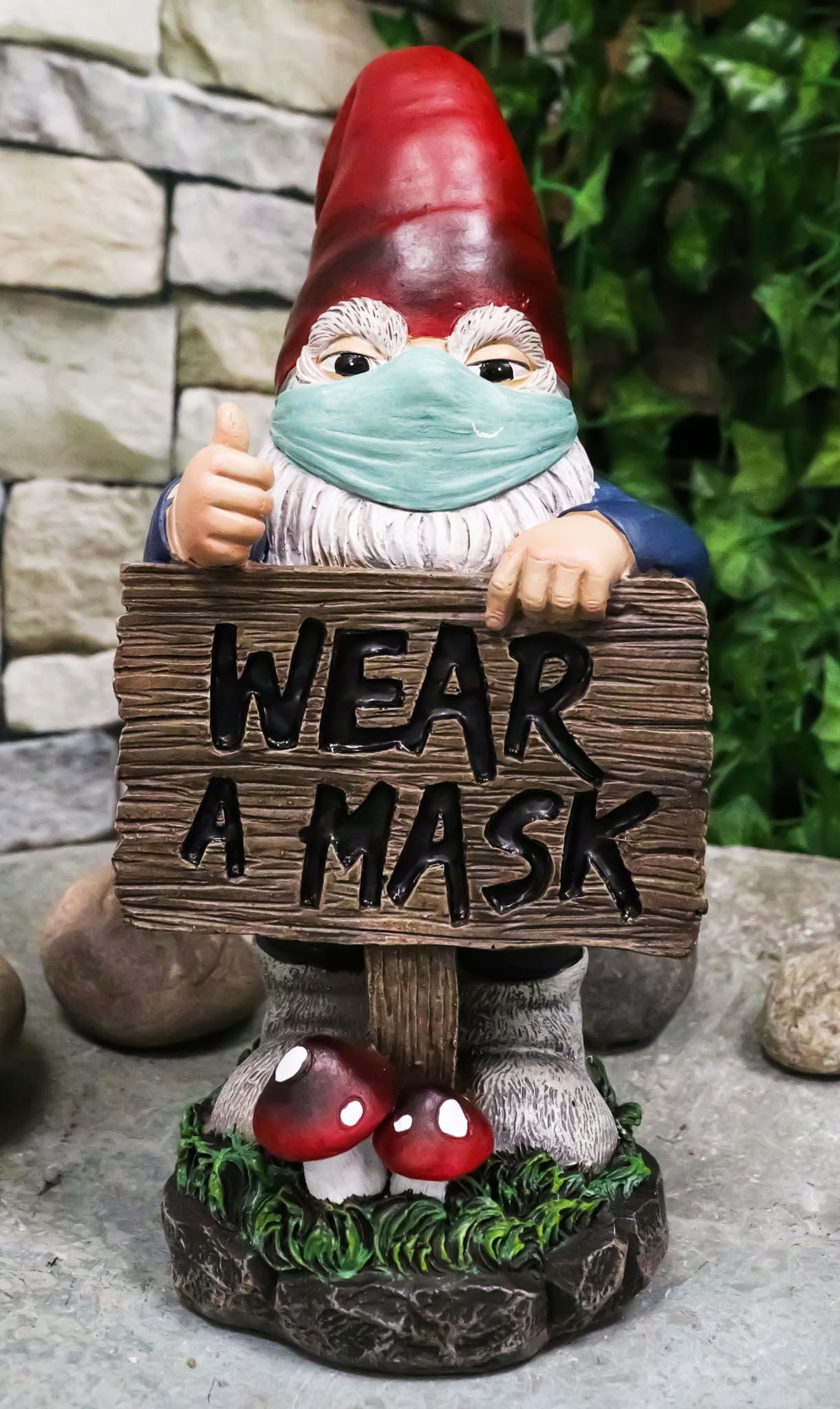 Health Freak Mr Gnome Wearing Protective Face Mask By 'Wear Mask' Sign ...