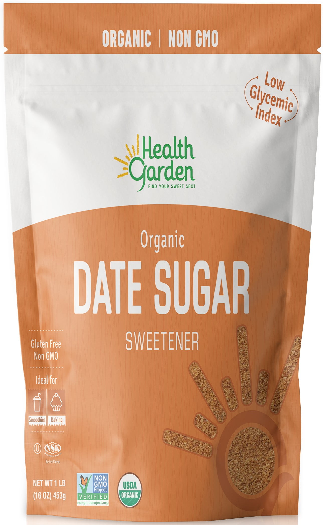 Health Garden Organic Date Sugar Sweetener, 16 oz - Ideal for Smoothies ...