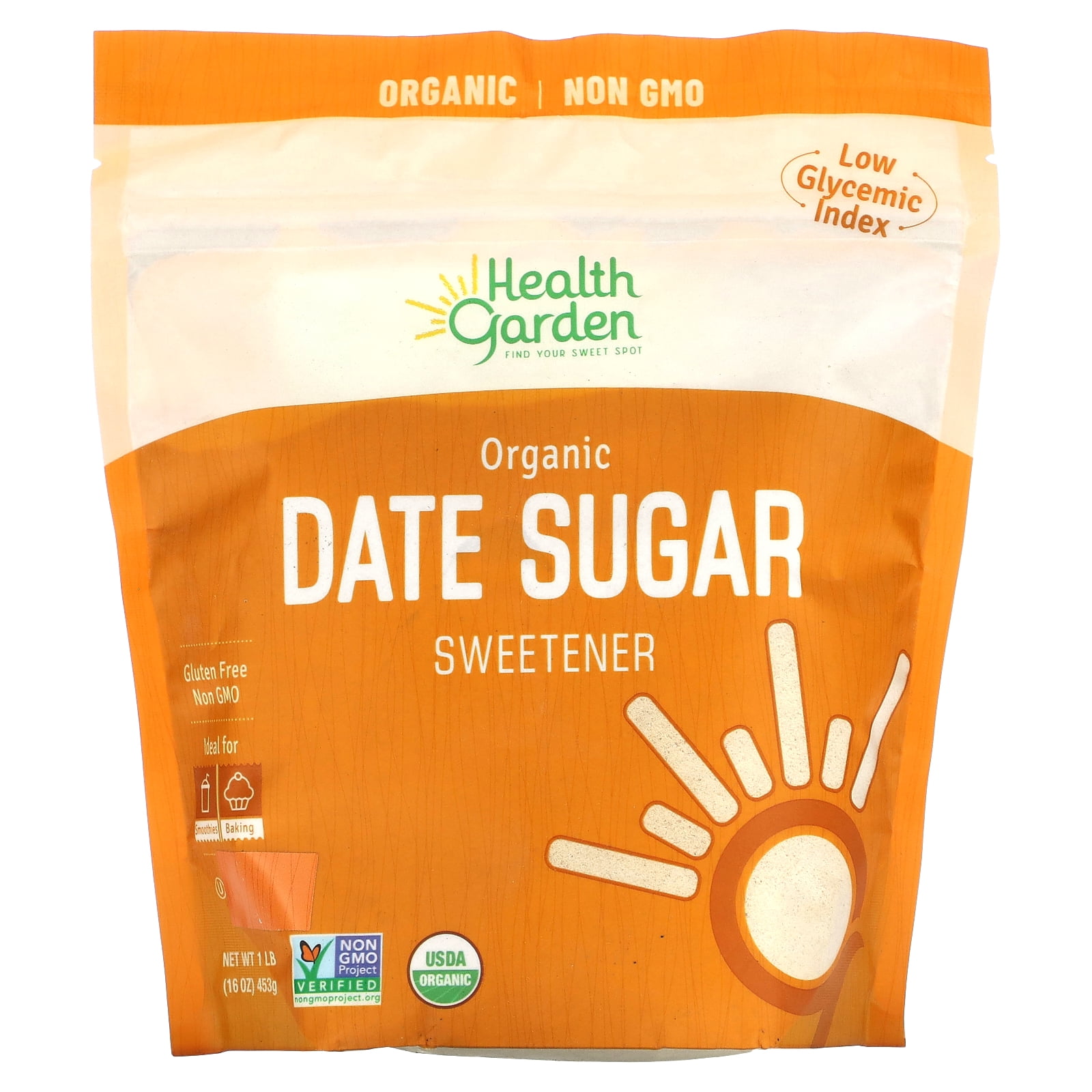 Health Garden Organic Date Sugar Sweetener, 16 oz (453 g) - Walmart.com