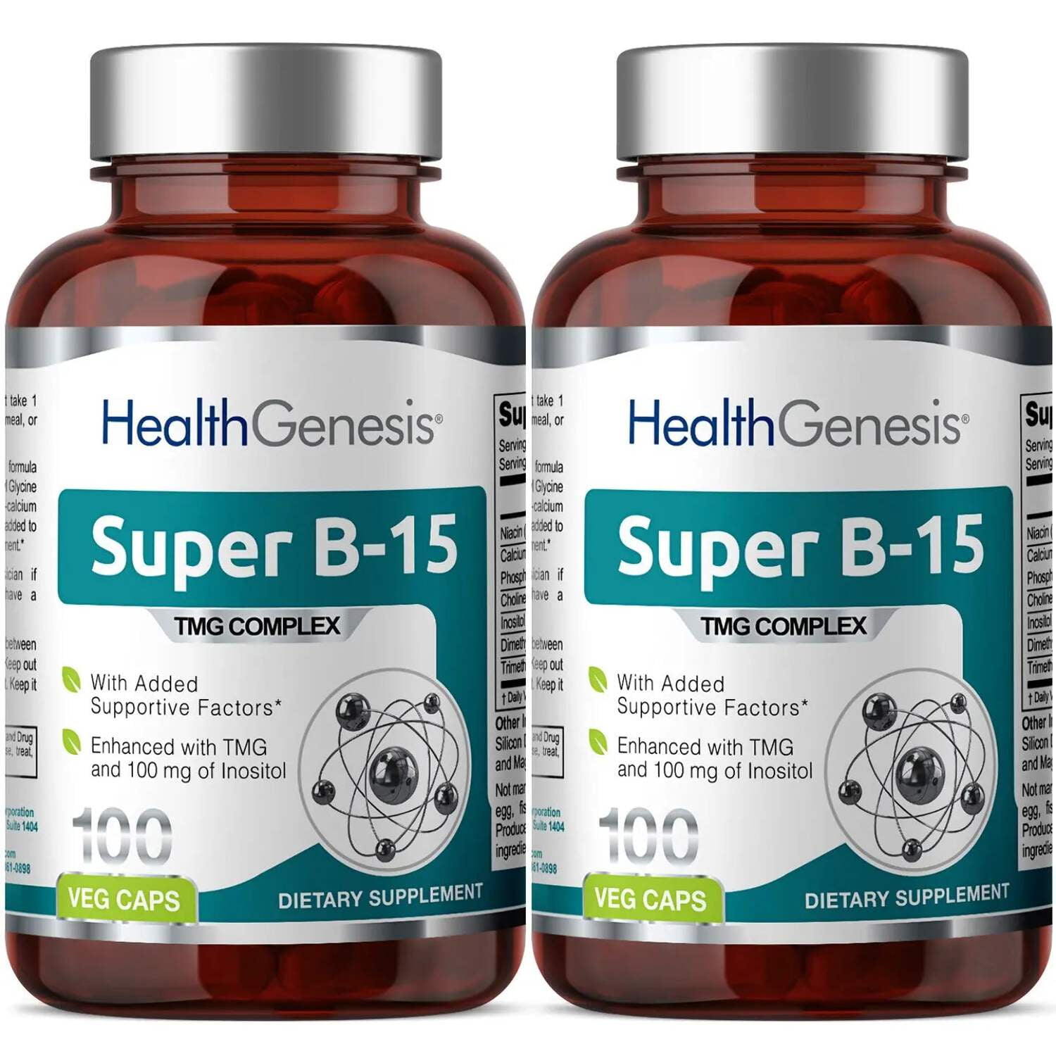 Health Genesis Super B-15 100 Vcaps 2 Pack - Niacin Calcium Choline ...