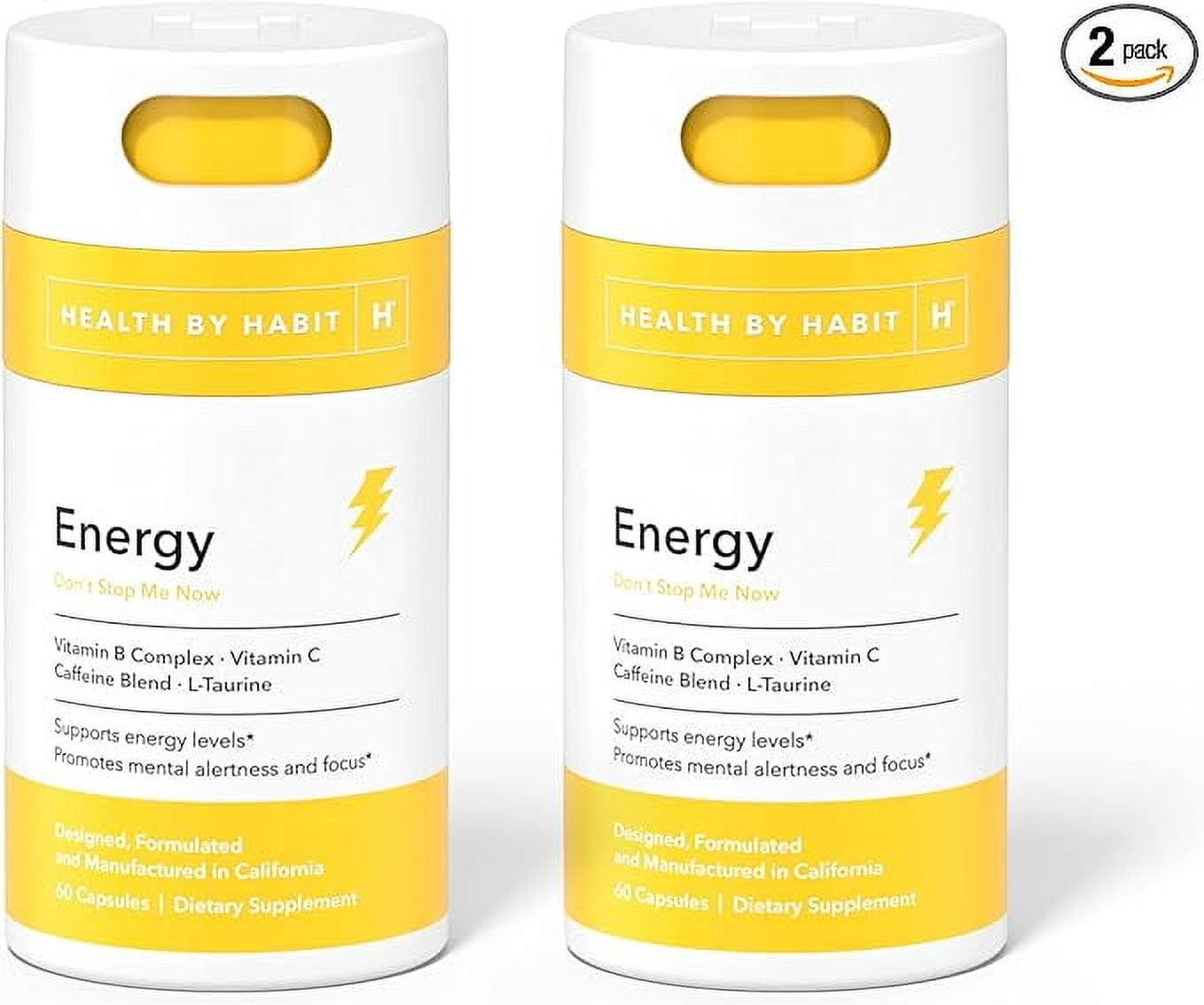 Health by Habit Energy Supplement 2 Pack (120 Capsules) - Natual ...