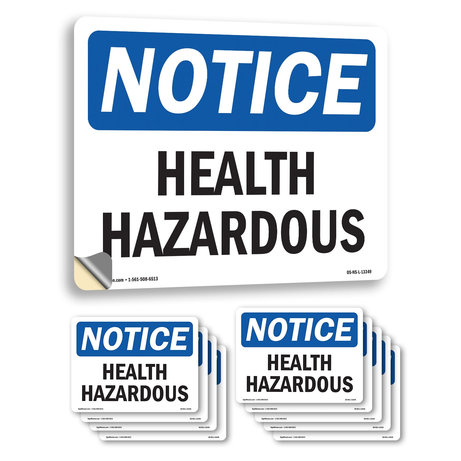 Health Hazards OSHA Notice Vinyl Decal Label 18 Inch x 12 Inch - 10 ...