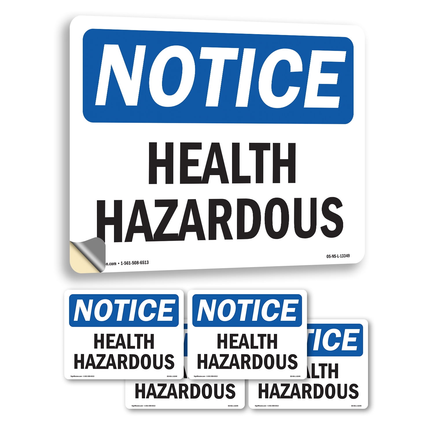 Health Hazards OSHA Notice Vinyl Decal Label 18 Inch x 12 Inch - 5 Pack ...