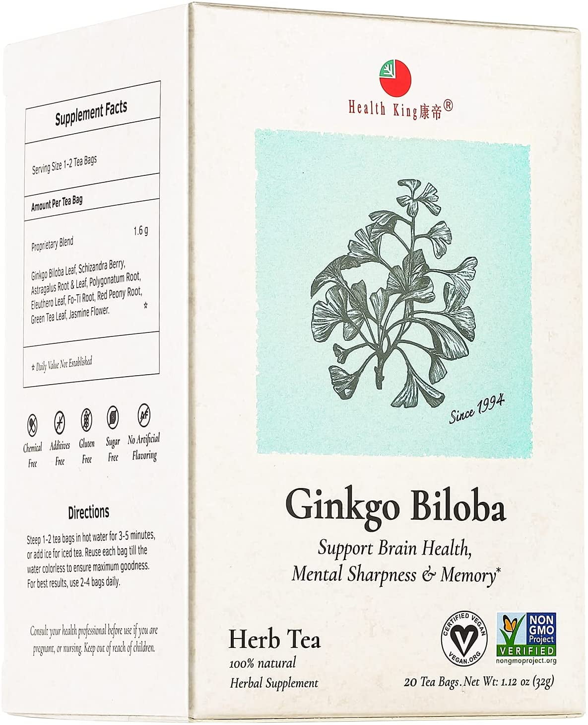 Health King Ginkgo Biloba Herb Tea - 20 Tea Bags - Walmart.com