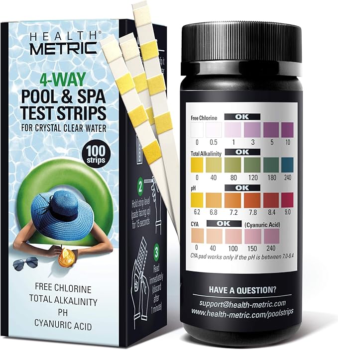 Health Metric 4-Way Pool and Spa Test Strips | 100 ct | Swimming Pool ...