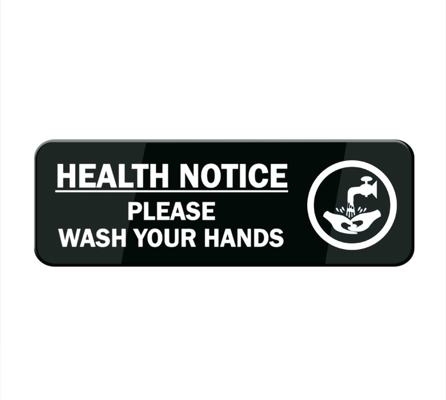 Health Notice Please Wash Your Hands Sign, Signage White/Black Plastic ...