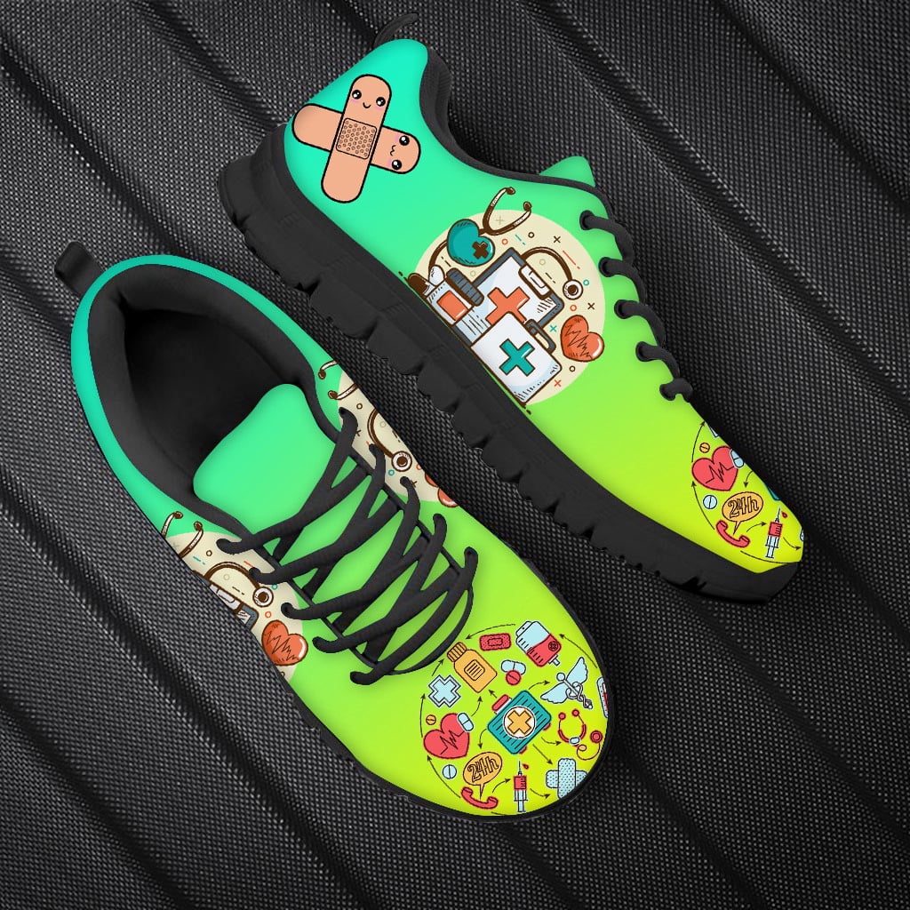Health Paramedic Nurse Print Sport Jogging Running Shoes For Women Flat ...