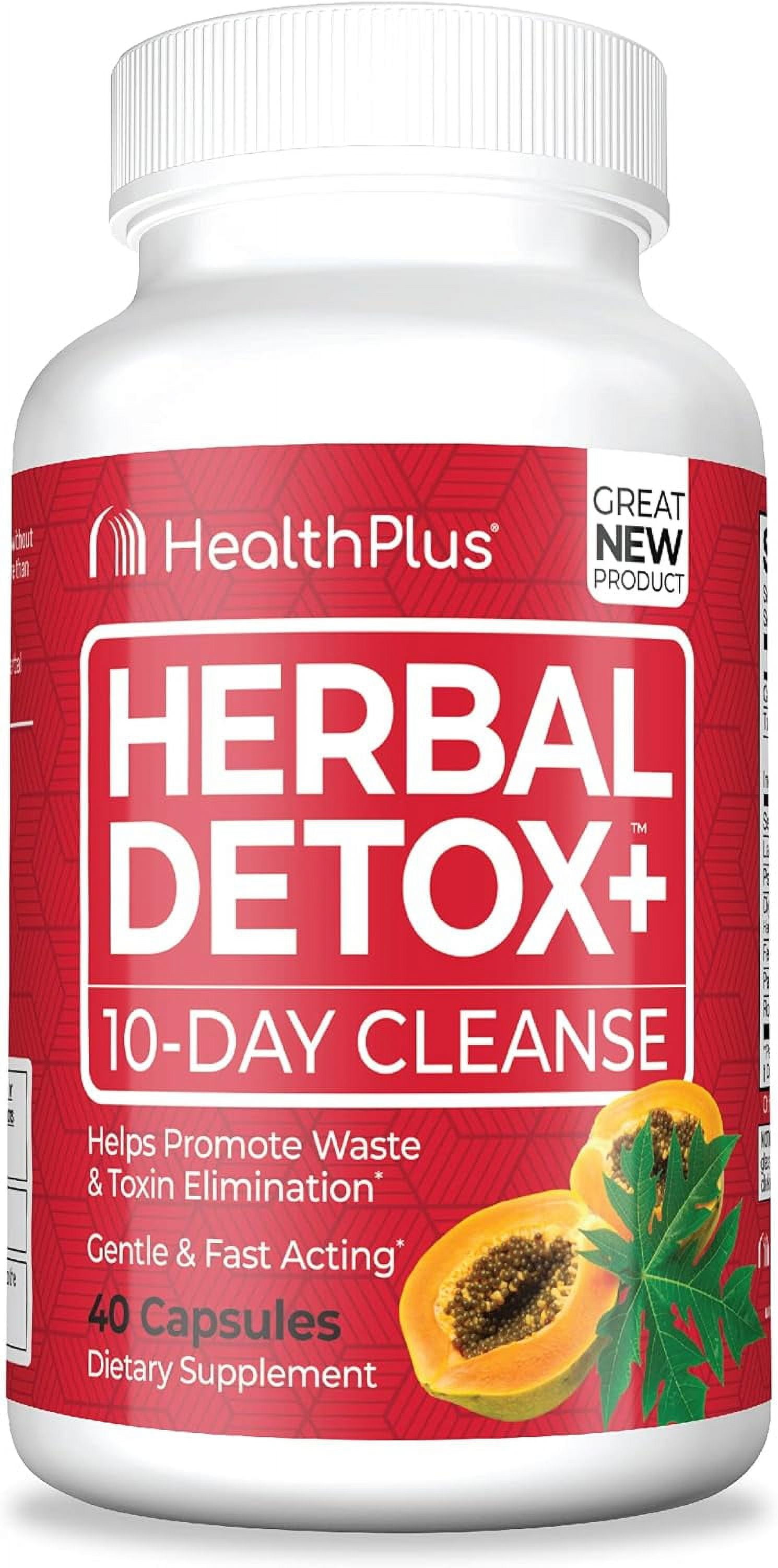 Health Plus Herbal Detox+, 10-Day Cleanse, 40 Capsules, 20 Servings ...