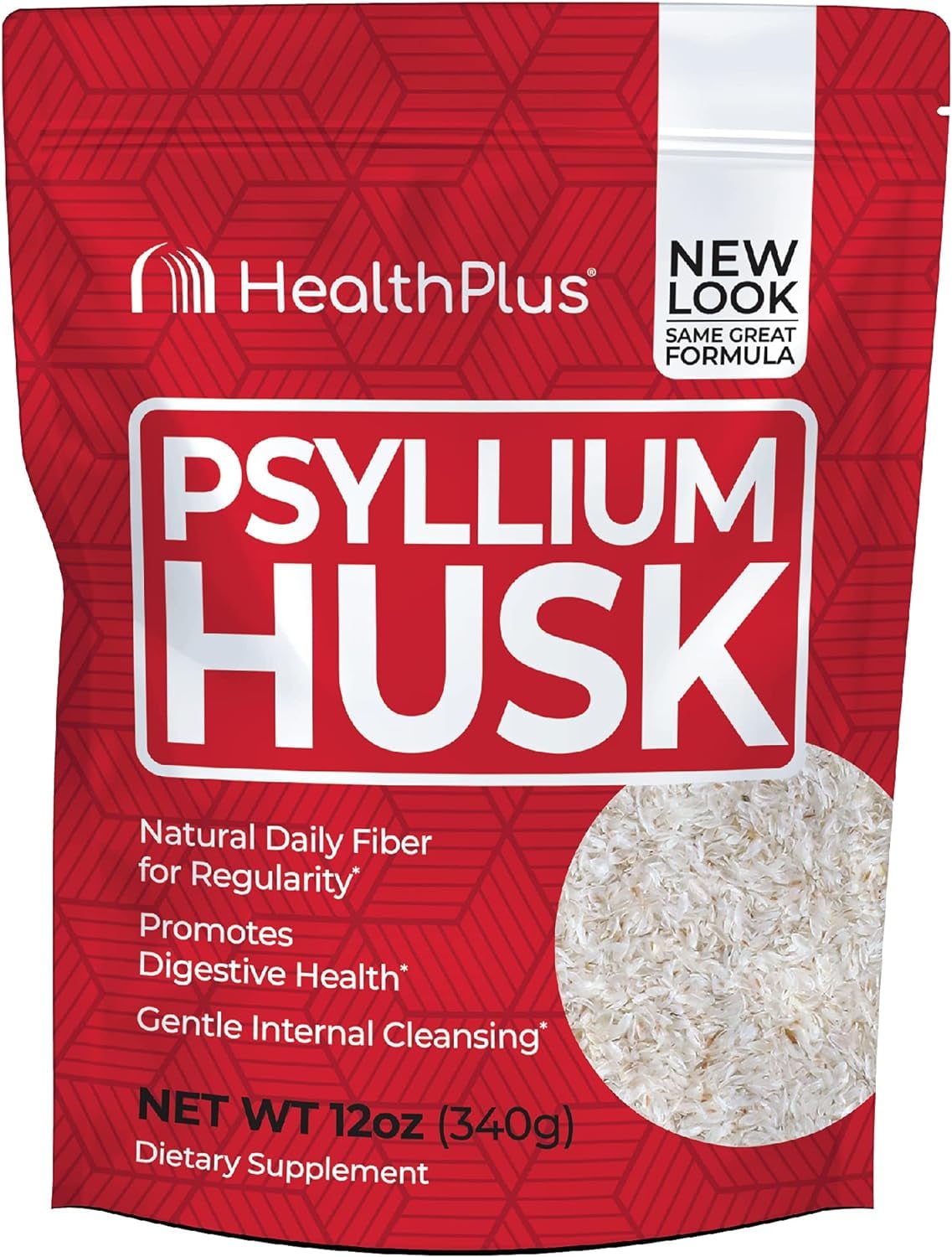 Health Plus Psyllium Husk Natural Daily Fiber Powder, 12 Ounces, 48 ...