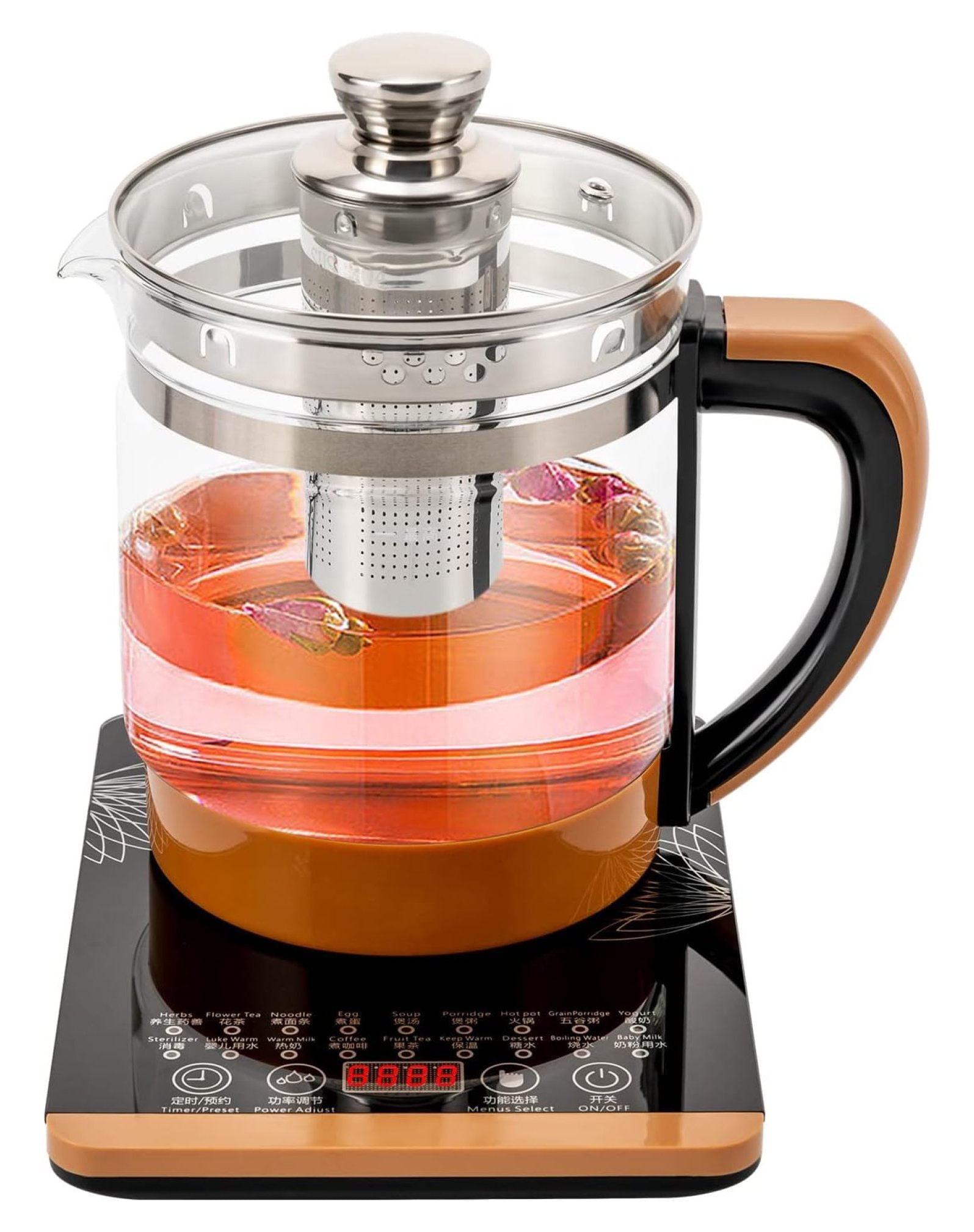 Health Pot 1.8l Portable Glass Electric Kettle With Tea Infuser Multi ...