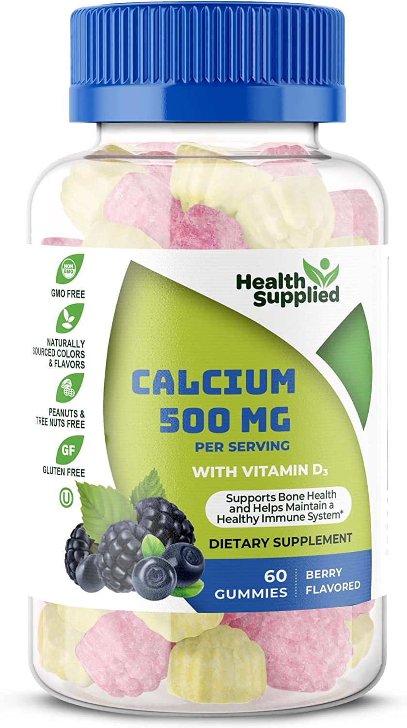 Health Supplied Calcium 500mg with Vitamin D3 1000 IU Gummies | Bone ...
