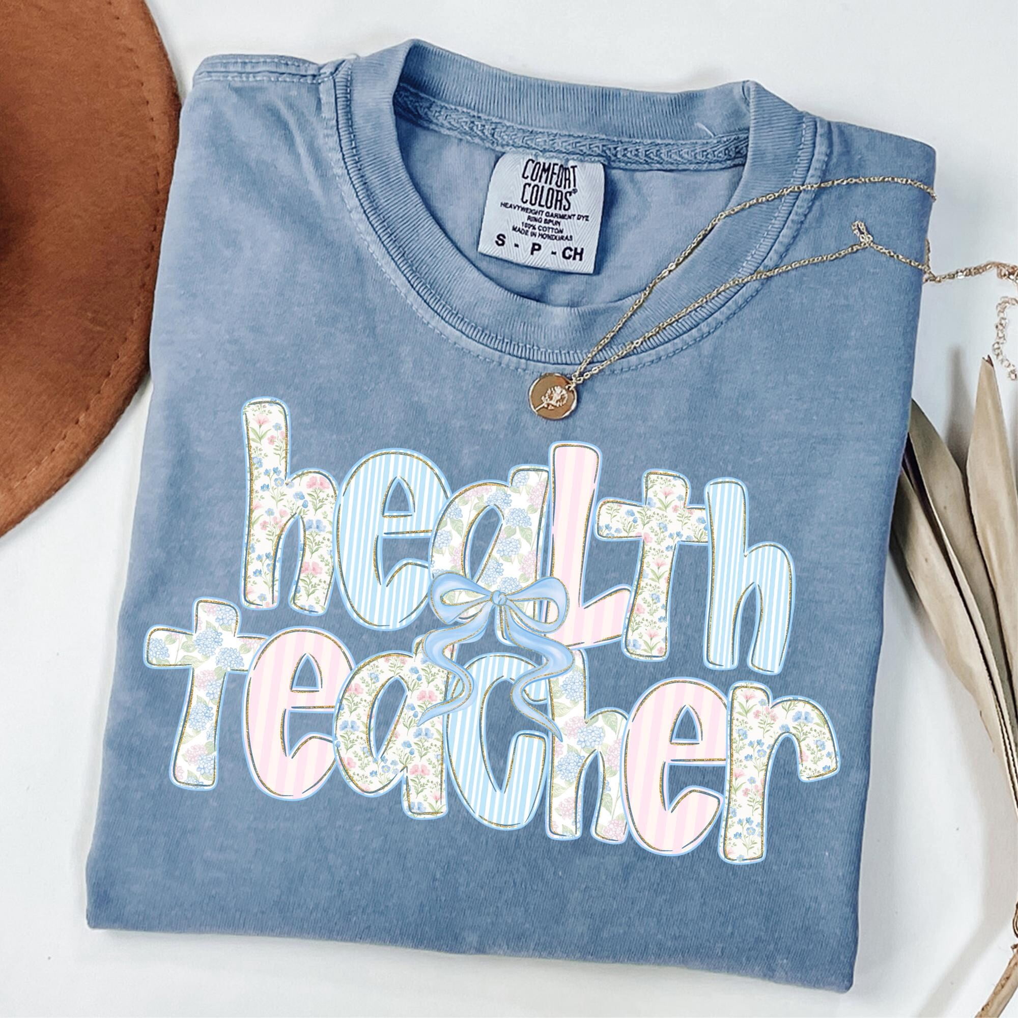 Health Teacher Shirt Teacher Appreciation Gift Coquette Bow Health ...