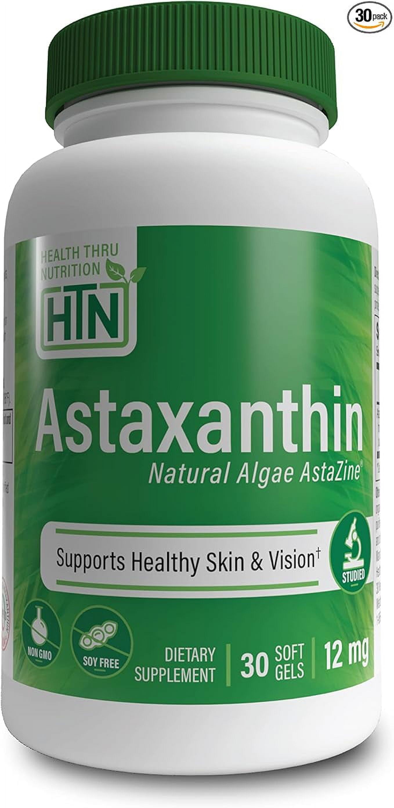 Health Thru Nutrition Astaxanthin Triple Strength 12mg 30 Softgels | AstaZine from Algae ...