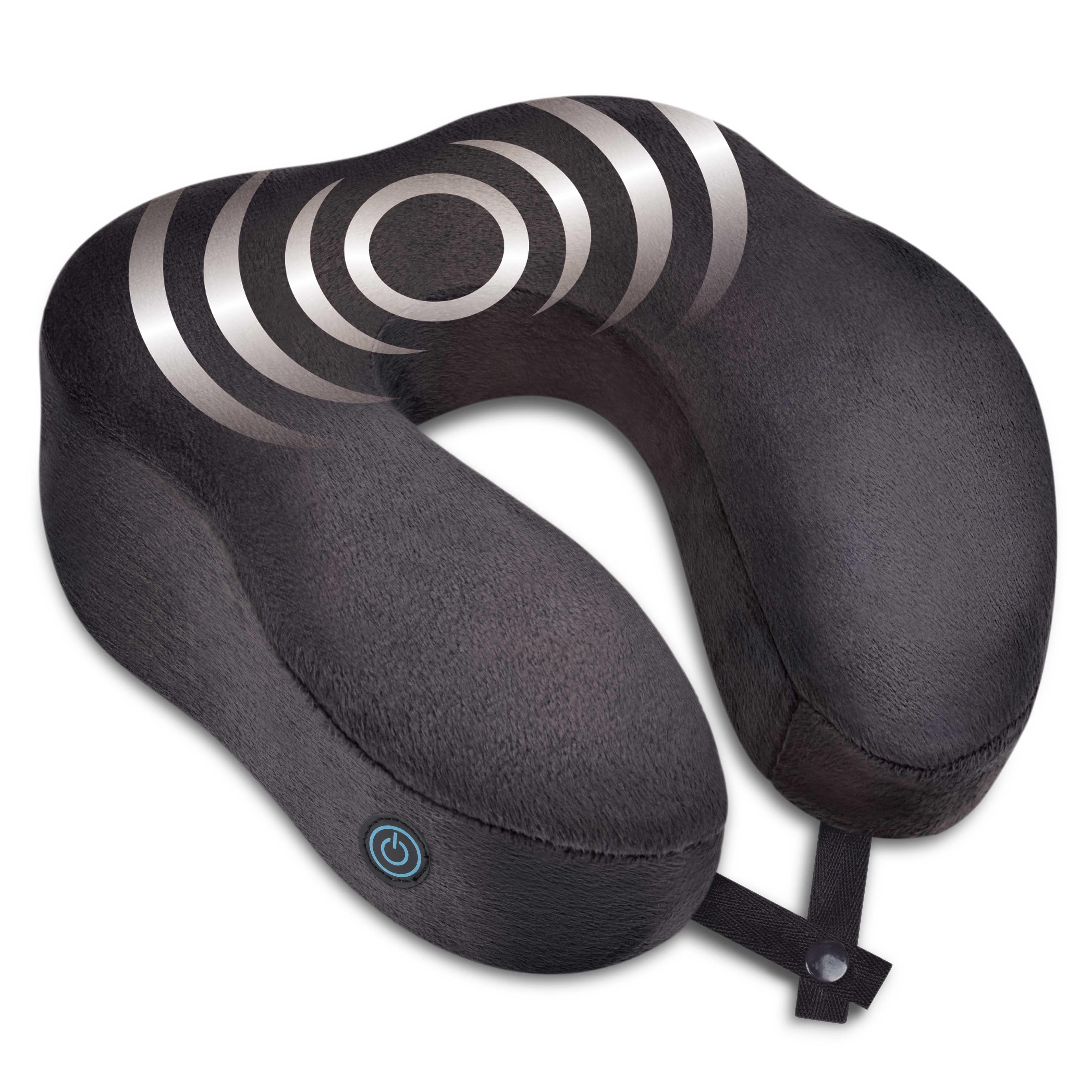 Health Touch Memory Foam Neck Massager, Ultra Soft, 12” U-shaped Pillow - Black Color for Gift ...