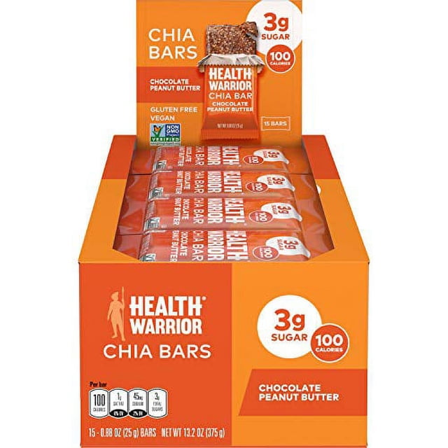 HEALTH WARRIOR Chia Bars, Chocolate Peanut Butter, Gluten Free, Vegan ...