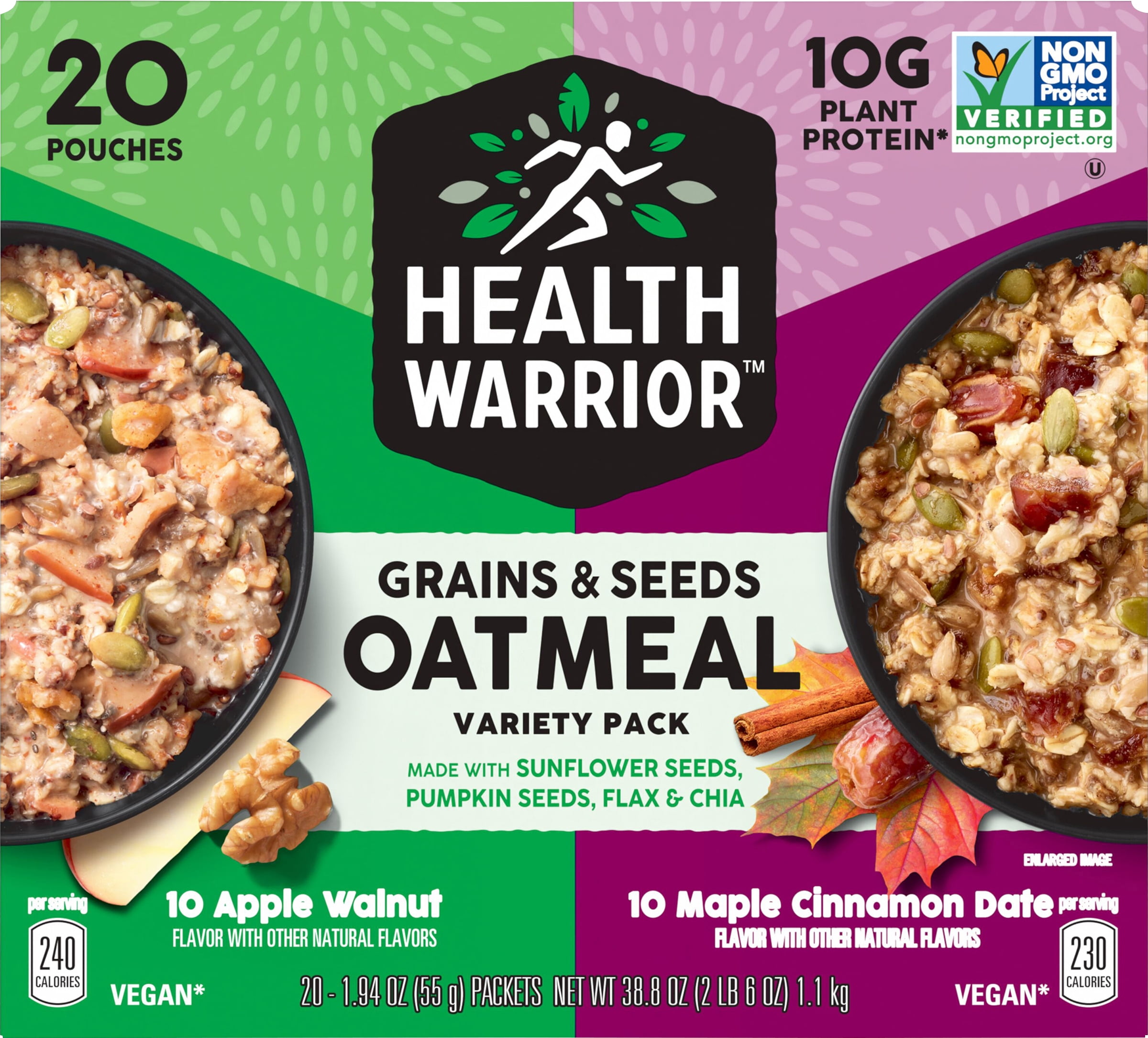 Health Warrior Superfood Oatmeal Variety Pack, Chia Protein & Flax, 1. ...