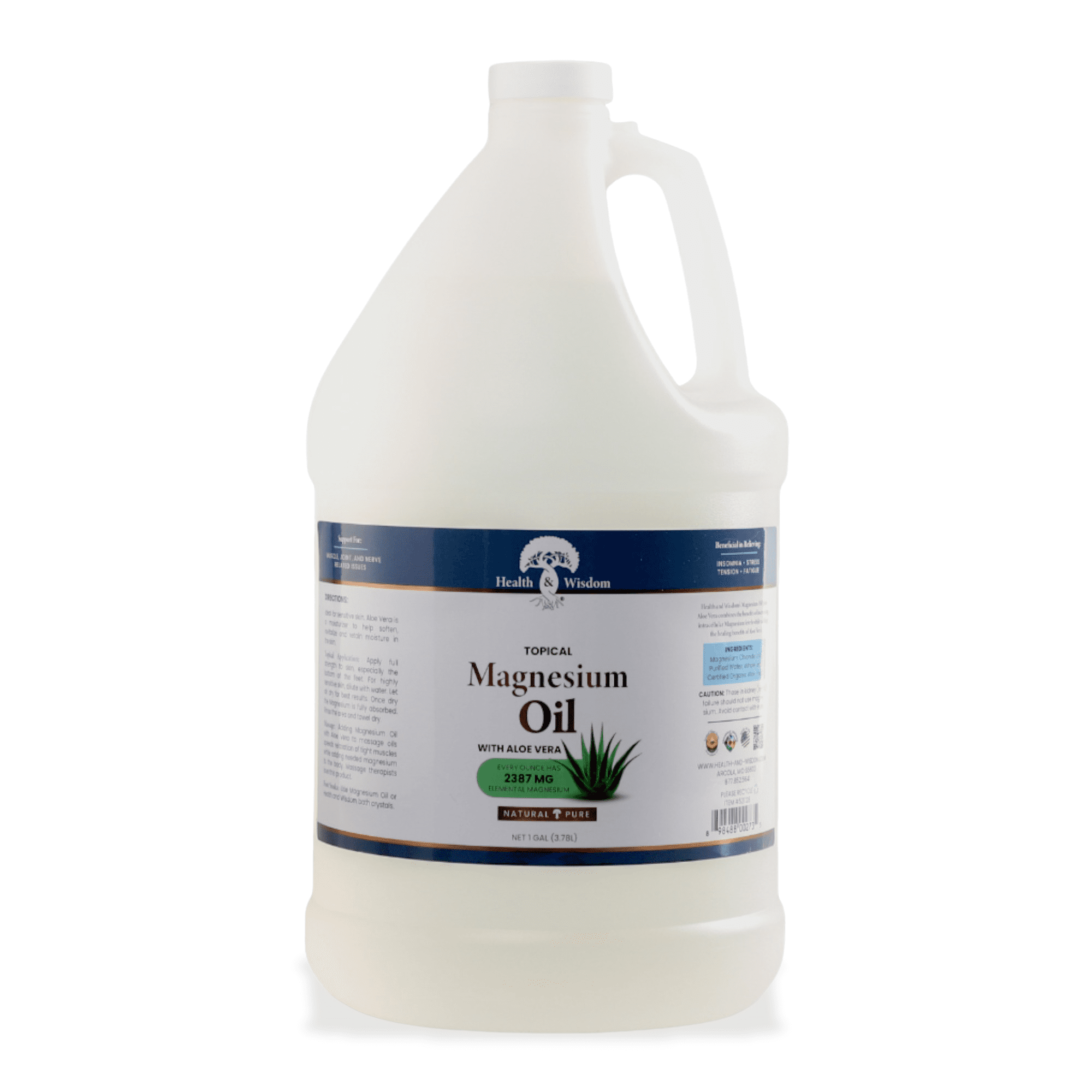Health and Wisdom - Magnesium Oil USP Plus Aloe Vera - 128 oz. (1 gal ...