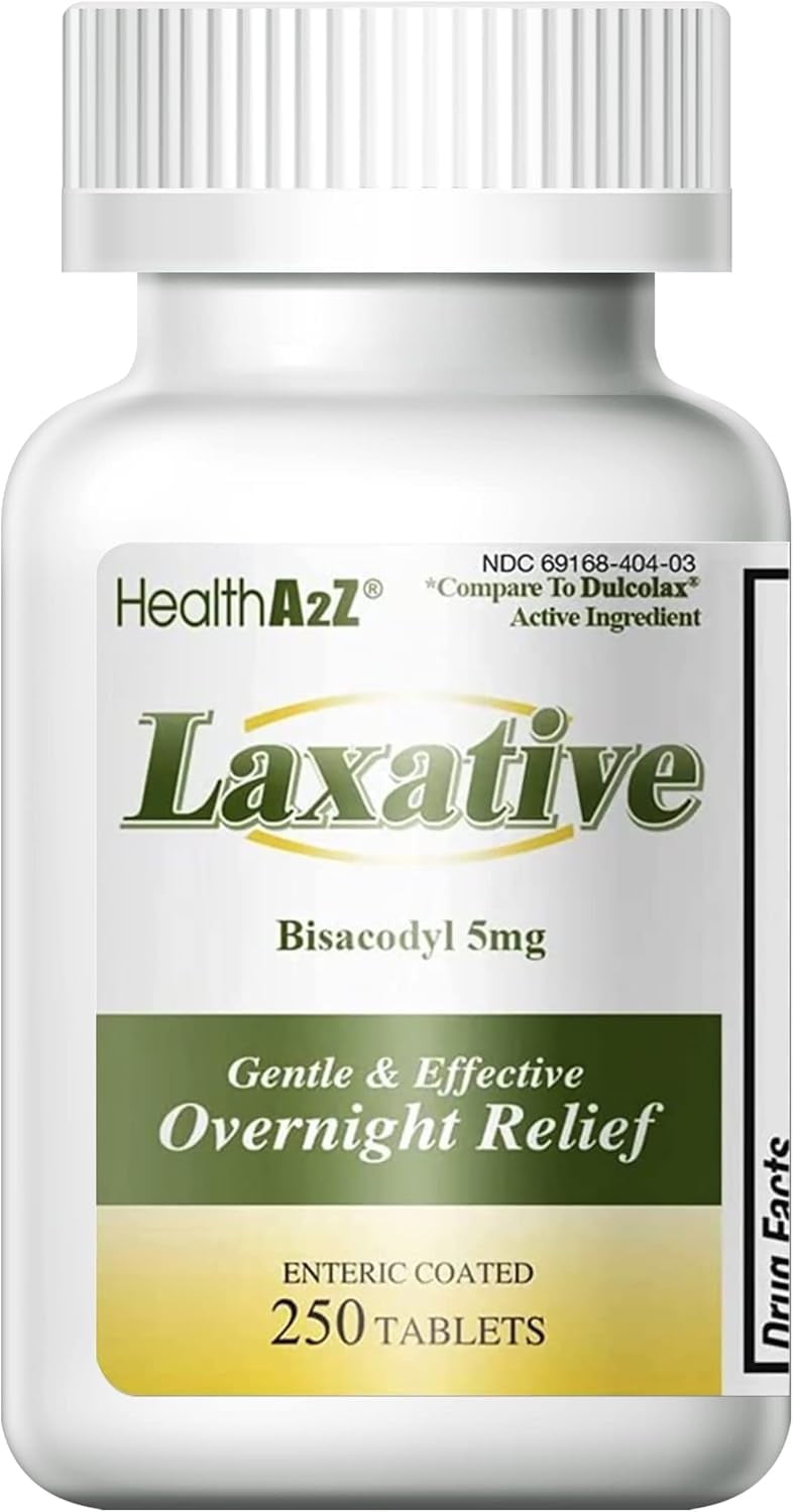 HealthA2Z® Laxative Bisacodyl 5mg Formula Pills, 250 Tablets for ...