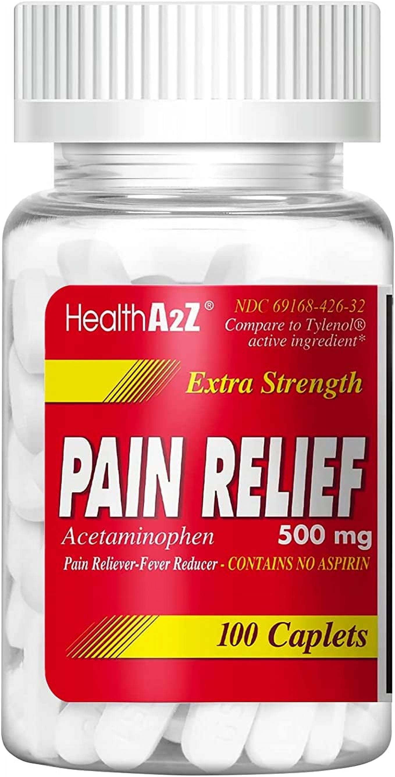 HealthA2Z® Extra Strength | Pain Relief | 100 Caplets | Acetaminophen ...