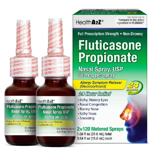 HealthA2Z® Fluticasone Propionate Nasal Sprays, 2 Pack, 24 Hour Allergy ...