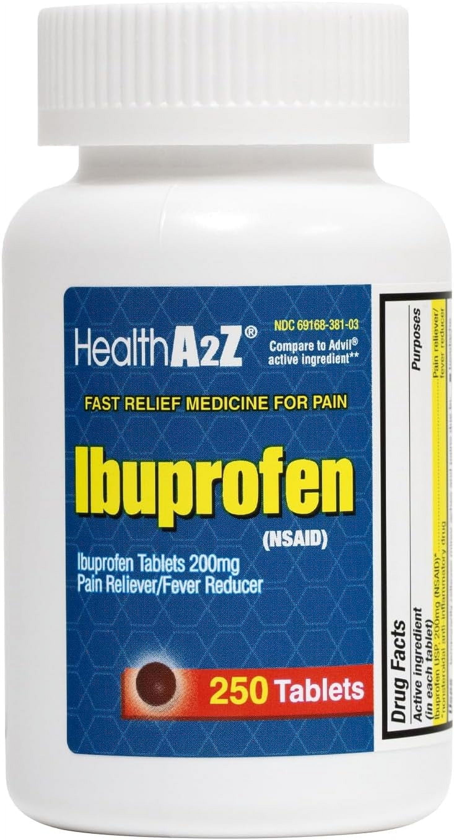 HealthA2Z Ibuprofen Tablets | 200mg | 250 Counts HSA/FSA Eligible ...