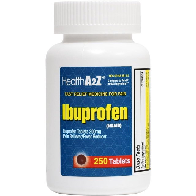 HealthA2Z Ibuprofen 200mg Tablets, 250 Counts, Pain Reliever, Fever ...