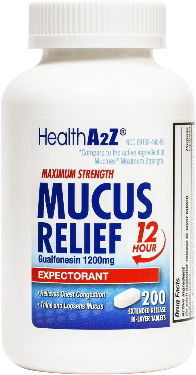 HealthA2Z® Mucus Relief | Guaifenesin 1200 mg | Maximum Strength | 12 ...