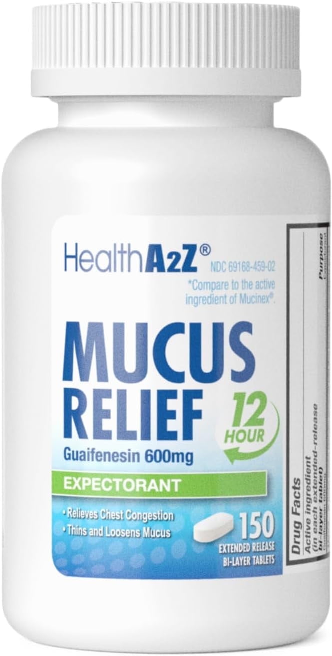 HealthA2Z® Mucus Relief | Guaifenesin 600 mg| NO Benzene | Extended ...